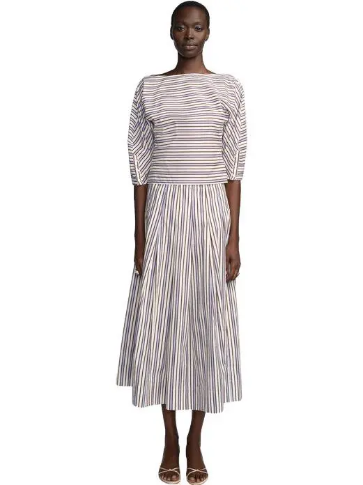 Lela Rose Striped Cotton Dolman Sleeve Top - Multicolor / Neutral