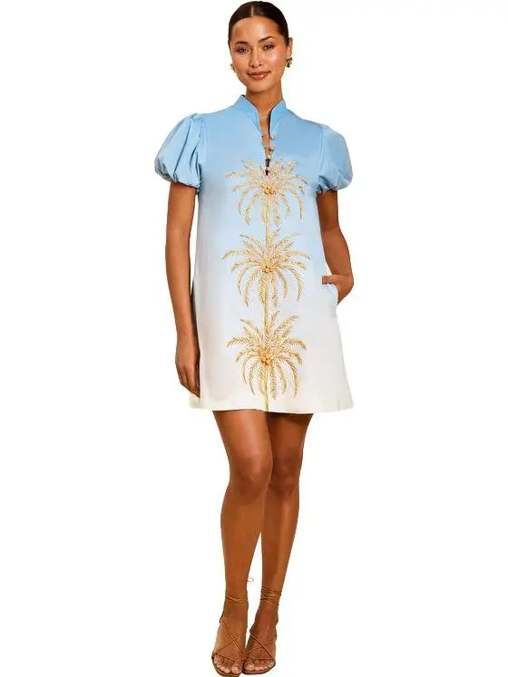 Mestiza New York Elliana Barong Mini Dress With Palm Embroidery - Gold