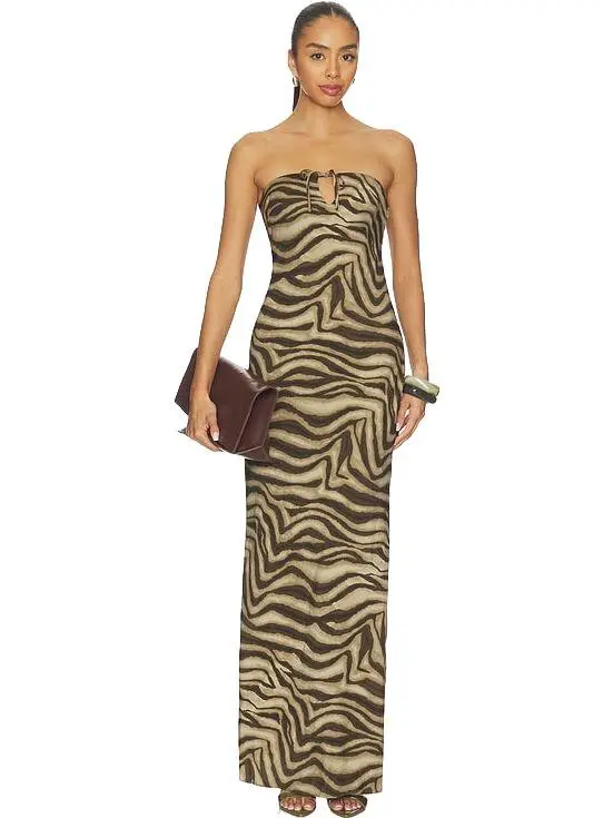 Superdown Riya Strapless Maxi Dress - Zebra Print