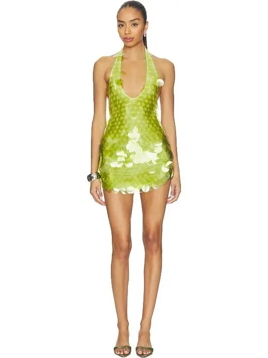 CULTNAKED Sequin Embellished Halterneck Dress - Matcha