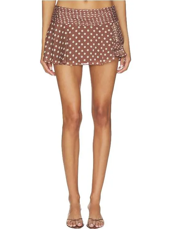 GUIZIO Chiffon Slit Mini Skirt In Chocolate - Espresso
