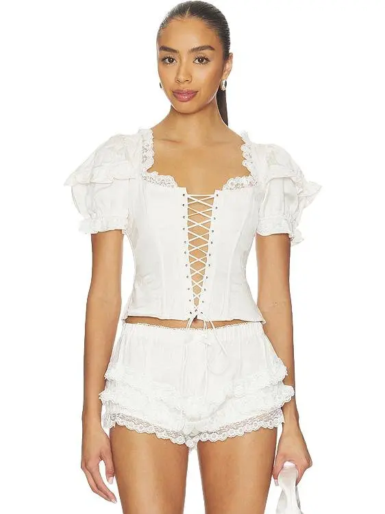 For Love & Lemons Isadora Top - Cream