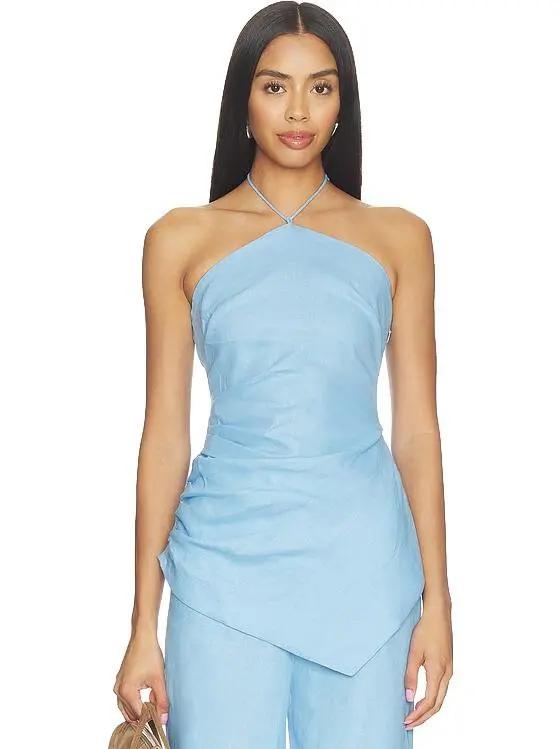 Faithfull The Brand Natalia Halterneck Top - Sky Blue