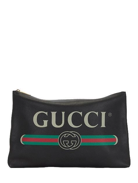 FWRD RENEW Gucci Logo Portfolio Clutch - Black