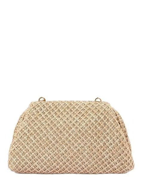 OLGA BERG Anna Woven Clutch With Gold Tone Hardware - Natural