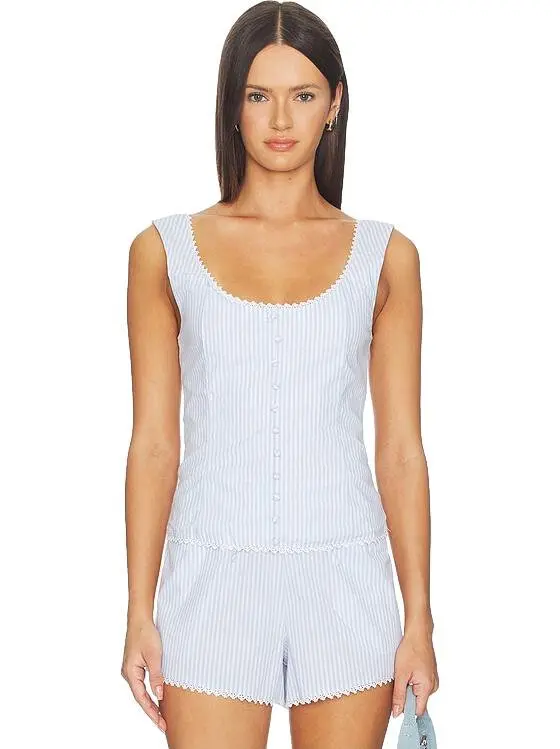 WeWoreWhat Scoop Neck Corset Top - Blue & White