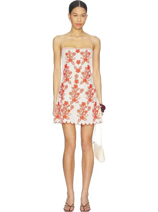 Amanda Uprichard Coraline Embroidered Mini Dress - Natural Combo