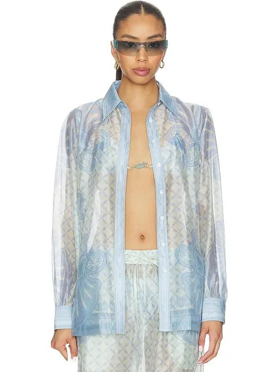 SHANI SHEMER Susan Shirt - Aqua Shell Print