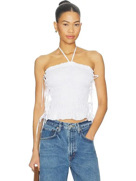LOVERS AND FRIENDS Sarina Smocked Halter Top - White