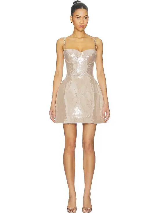 NADINE MERABI Sequined Strapless Mini Dress - Champagne