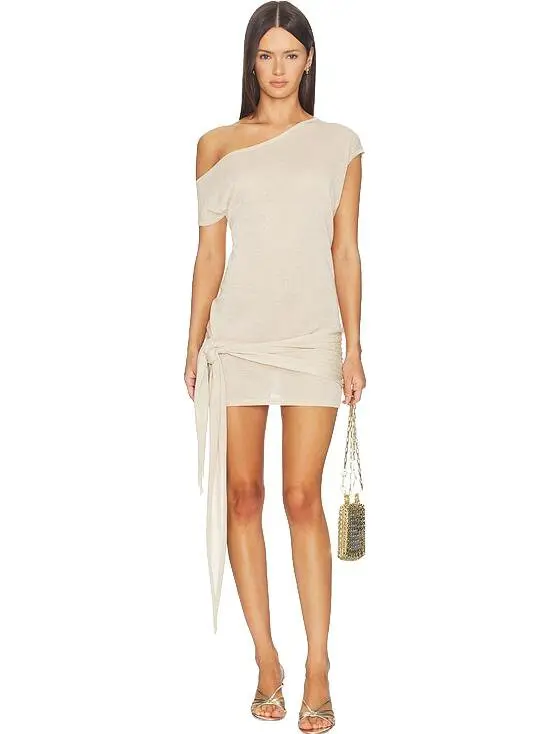 TIGER MIST Off Shoulder Metallic Knit Dress - Gold Shimmer
