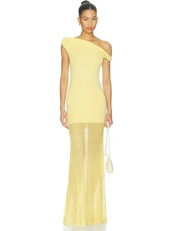 SEROYA Asymmetrical Maxi Dress - Butter