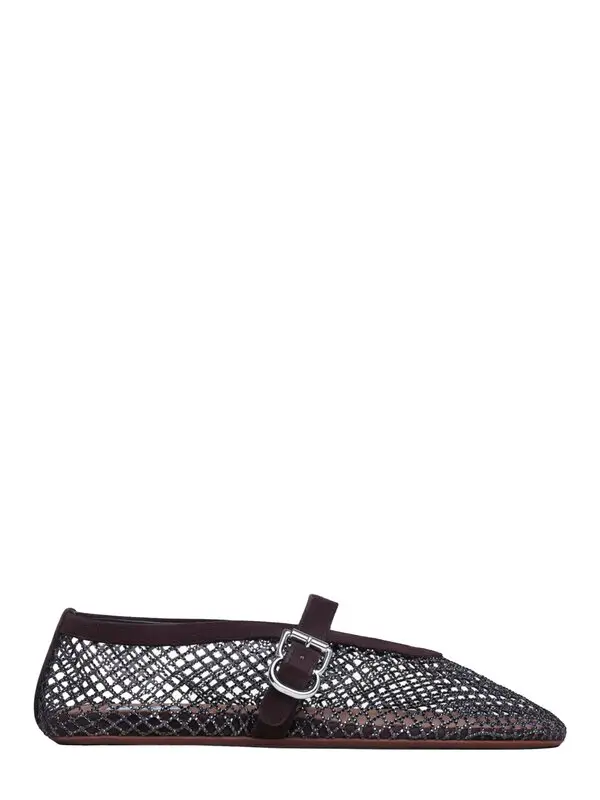 Alaïa Embellished Mesh Ballet Flats - Brown