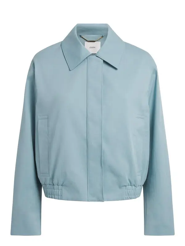 JOSEPH Haddou Cotton Bomber Jacket With Shaped Sleeves - Blue