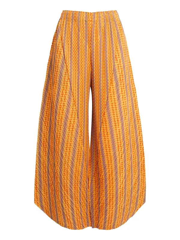 Issey Miyake Zigzag Print Pleated Trousers - Orange