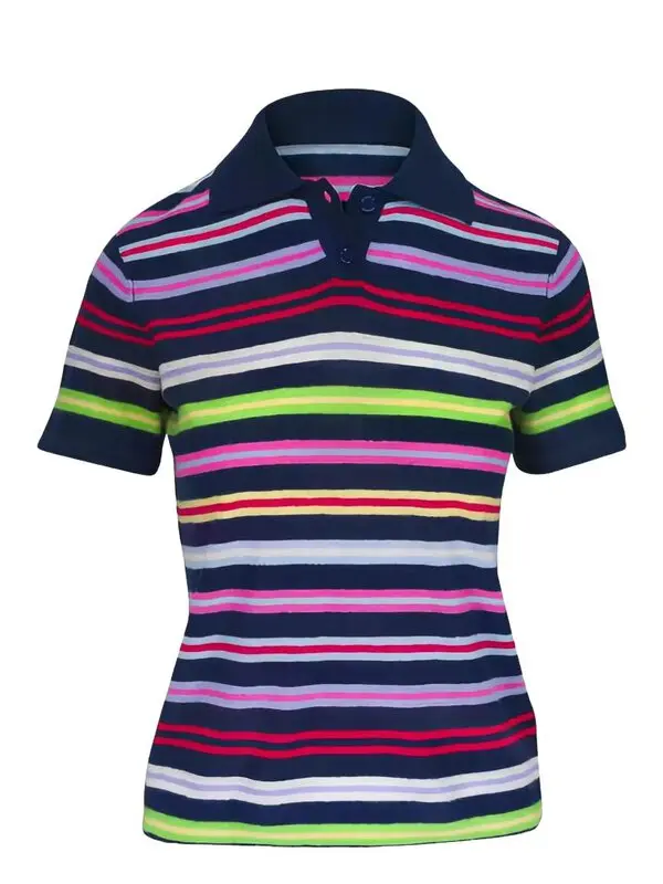 Majestic Filatures Striped Cashmere Polo Shirt - Blue