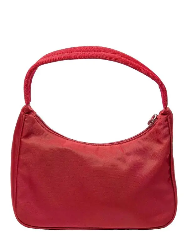 Prada Mini Logo Plaque Tote Bag - Red