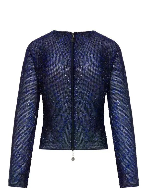 Giorgio Armani Crystal-embellished Long Sleeve Top - Blue