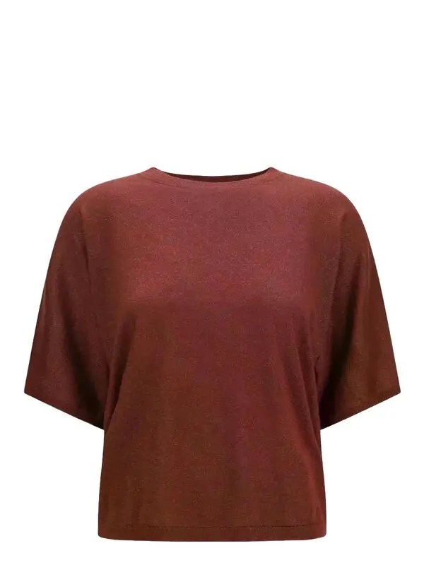 Brunello Cucinelli Short-sleeve Metallic Cashmere T-shirt - Red