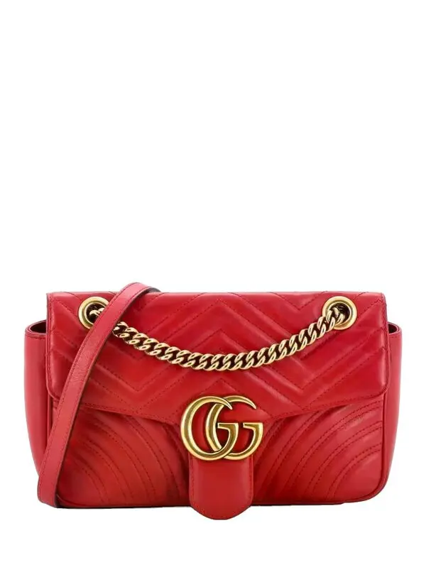 Gucci Matelassé Leather Small Flap Bag - Red
