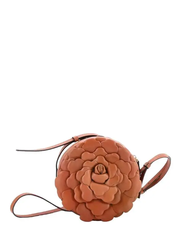Valentino Garavani Atelier 03 Rose Edition Round Leather Crossbody Bag - Brown