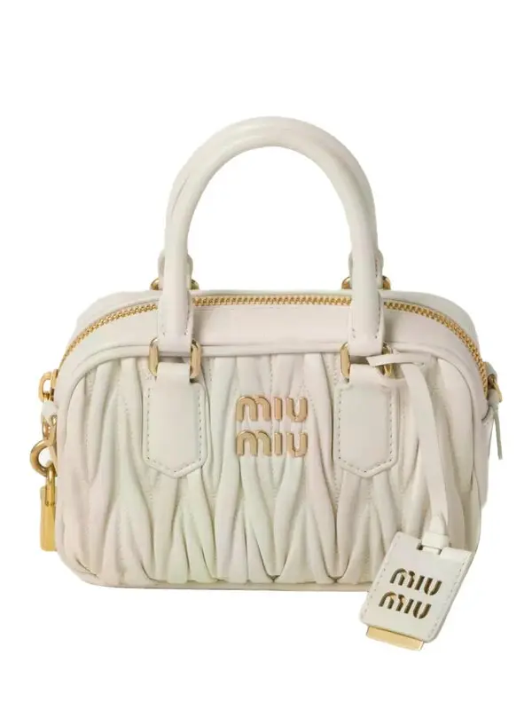 Miu Miu Arcadie Matelassé Nappa Leather Bag - Neutrals