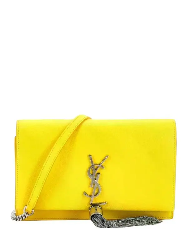 Saint Laurent Classic Monogram Tassel Chain Wallet Leather Crossbody Bag - Yellow