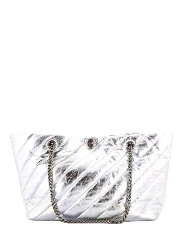 Balenciaga Crush Carry All Chain Quilted Leather Medium Tote Bag - Metallic