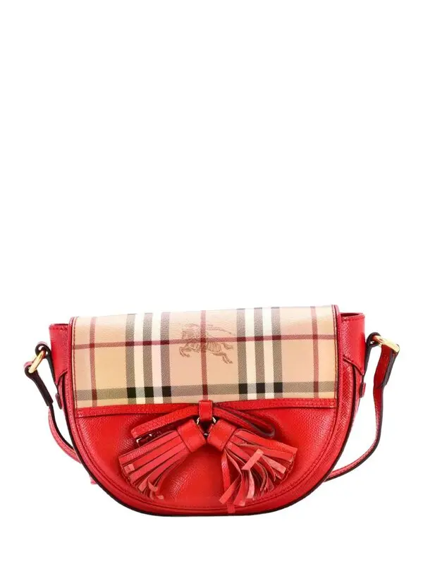 Burberry Maydown Haymarket Coated Canvas And Leather Small Crossbody Bag - Red