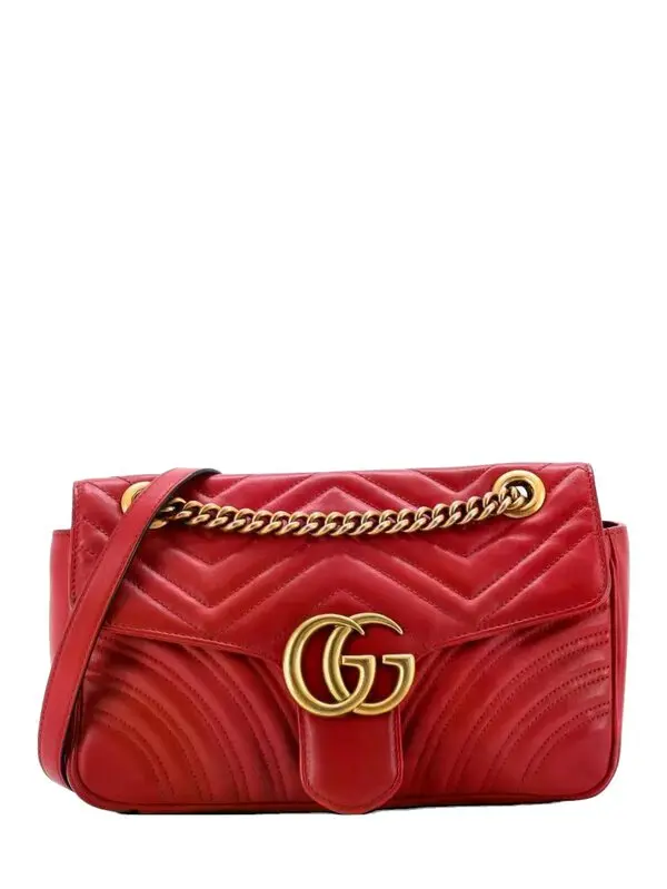 Gucci Matelassé Leather Medium Shoulder Bag - Red