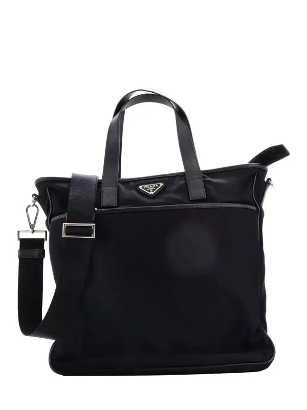 Prada Convertible Pocket Zip Tessuto Tote Bag - Black