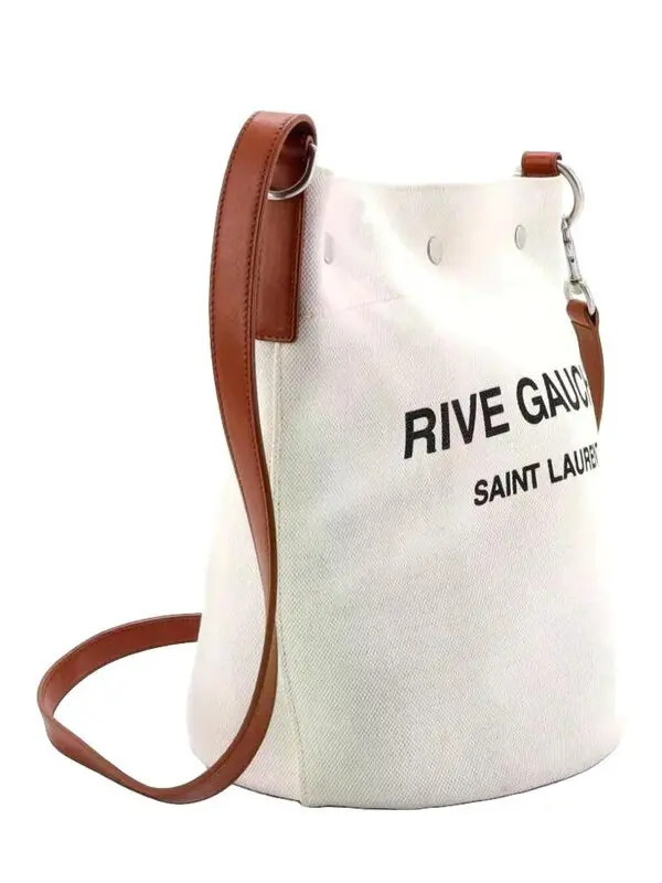 Saint Laurent Rive Gauche Canvas Bucket Bag - Neutrals