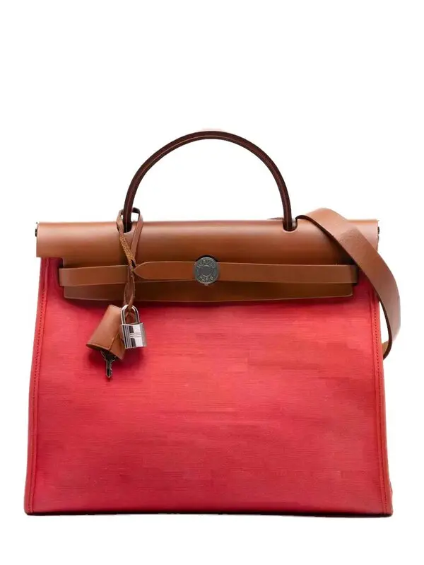 Hermès Toile Herbag Zip 31 Satchel - Red