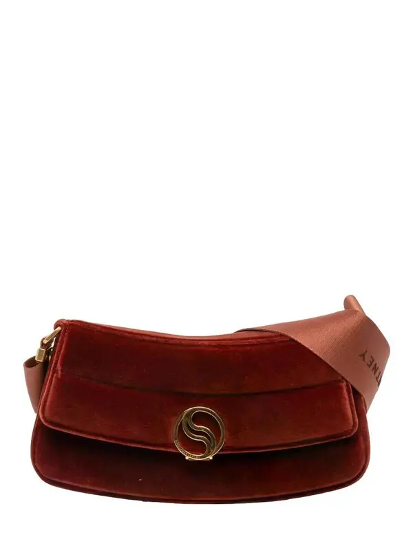 Stella McCartney Faux Velvet S Wave Padded Shoulder Bag - Red