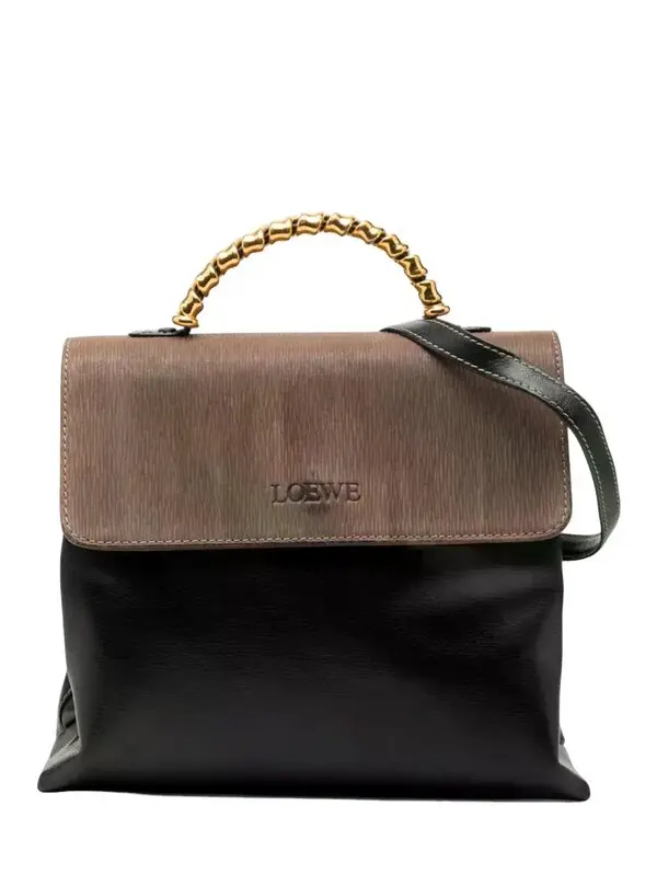 Loewe Bicolor Leather Velazquez Twist Top Handle Bag - Black