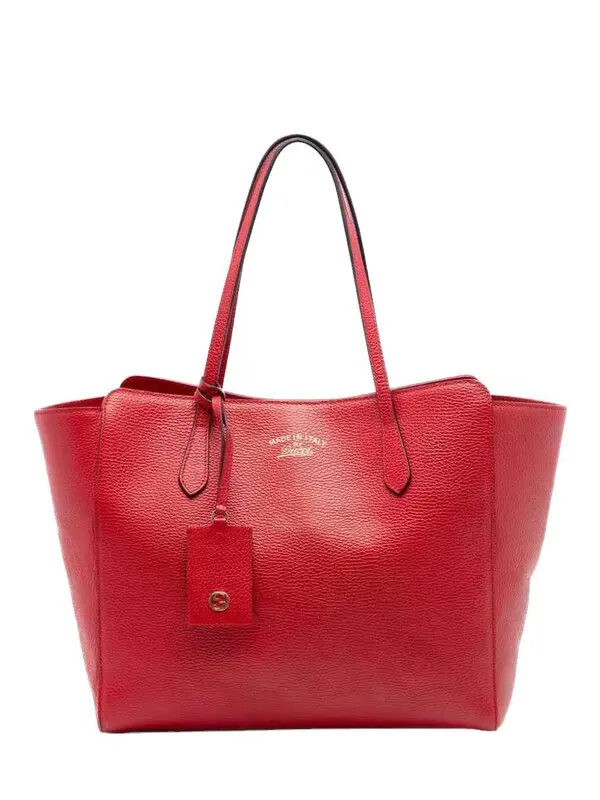 Gucci Medium Leather Swing Tote Bag - Red