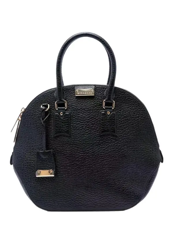 Burberry Large Grained Calfskin Heritage Orchard Bowling Bag Satchel - Black