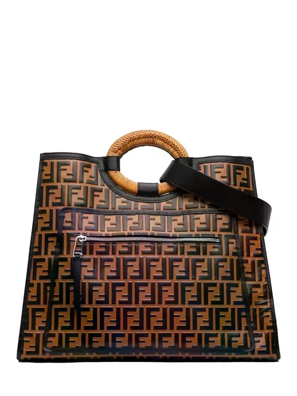 Fendi Large Zucca Embossed Leather Shopper Satchel - Brown