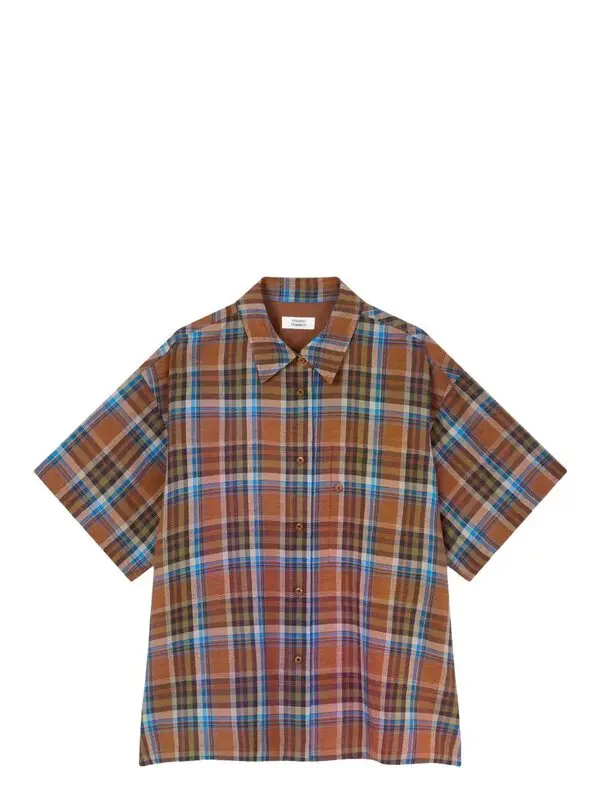 STUDIO TOMBOY Check-print Short-sleeve Shirt - Brown