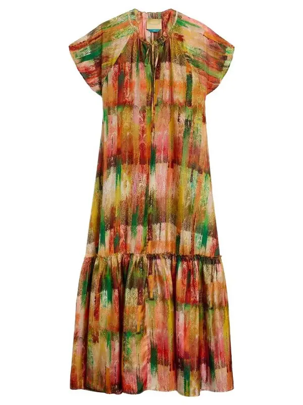 Momoni Paloma Printed Silk Maxi Dress - Green