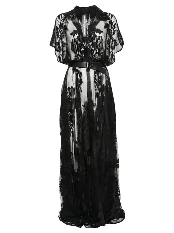 Norma Kamali Floral Devoré Maxi Dress - Black