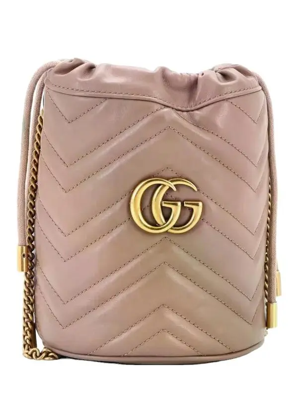 Gucci Gg Marmont Matelassé Leather Mini Bucket Bag - Neutrals