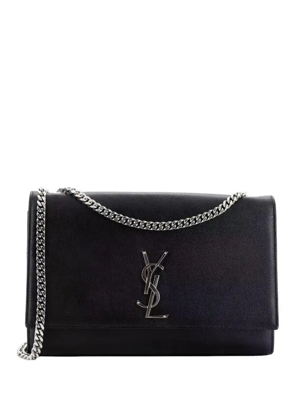 Saint Laurent Classic Monogram Grainy Leather Large Crossbody Bag - Black