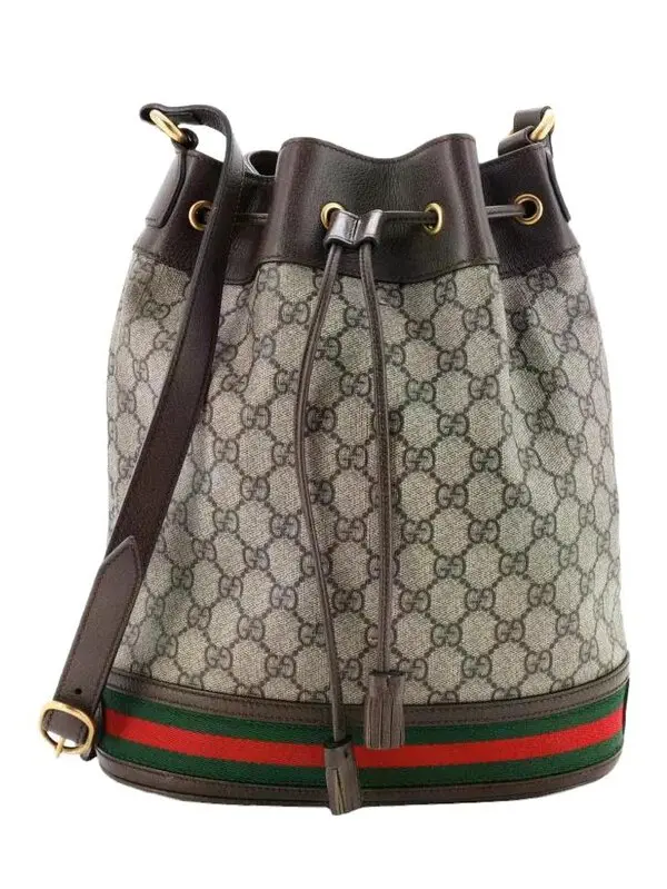 Gucci Ophidia Gg Coated Canvas Medium Bucket Bag - Brown