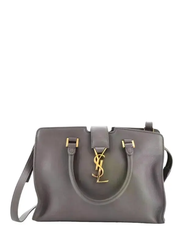 Saint Laurent Monogram Cabas Leather Baby Satchel - Grey