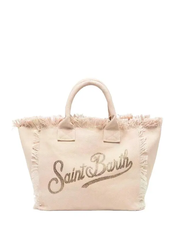 MC2 SAINT BARTH Rhinestone Embellished Fringed Tote Bag - Neutrals