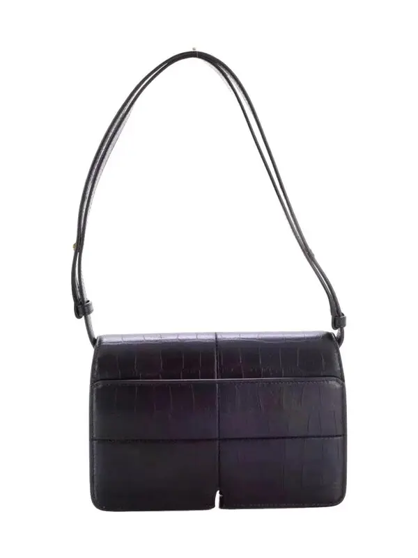 Burberry Crocodile Embossed Leather Shoulder Bag - Black