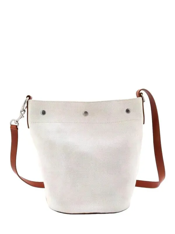 Saint Laurent Rive Gauche Canvas Bucket Bag - Neutrals
