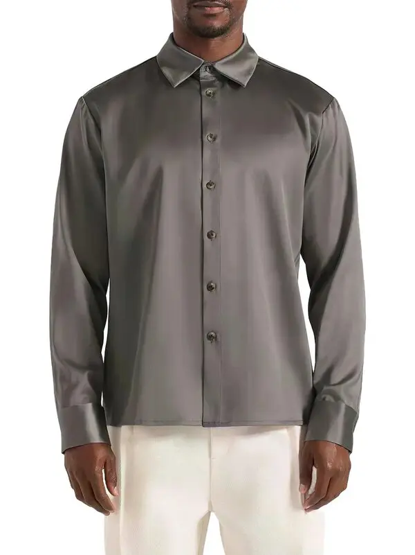 Manière De Voir Maniere De Voir Satin Revere Collar Shirt - Grey