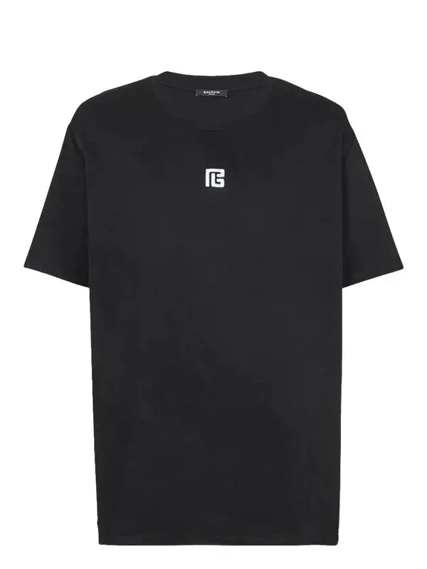 Balmain T-shirt With Embroidered Logo - Black